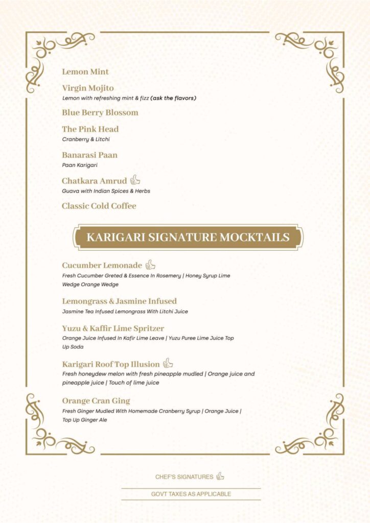 Menu - KARIGARI